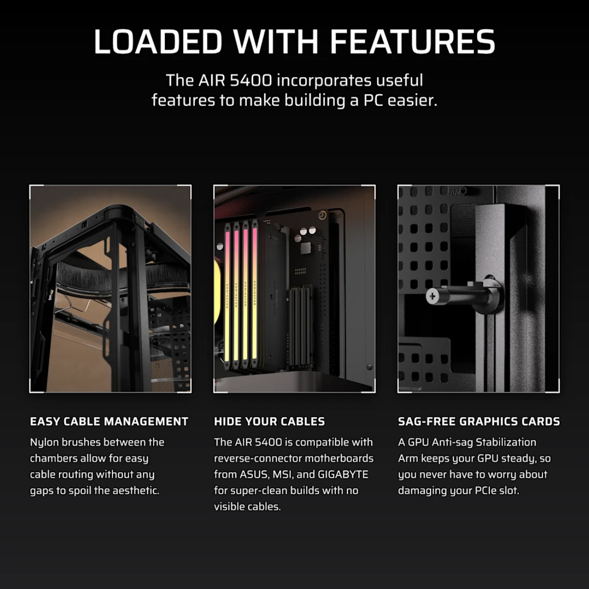 Corsair AIR 5400 RS-R ARGB Triple Chamber Mid-Tower PC Case - Black ...