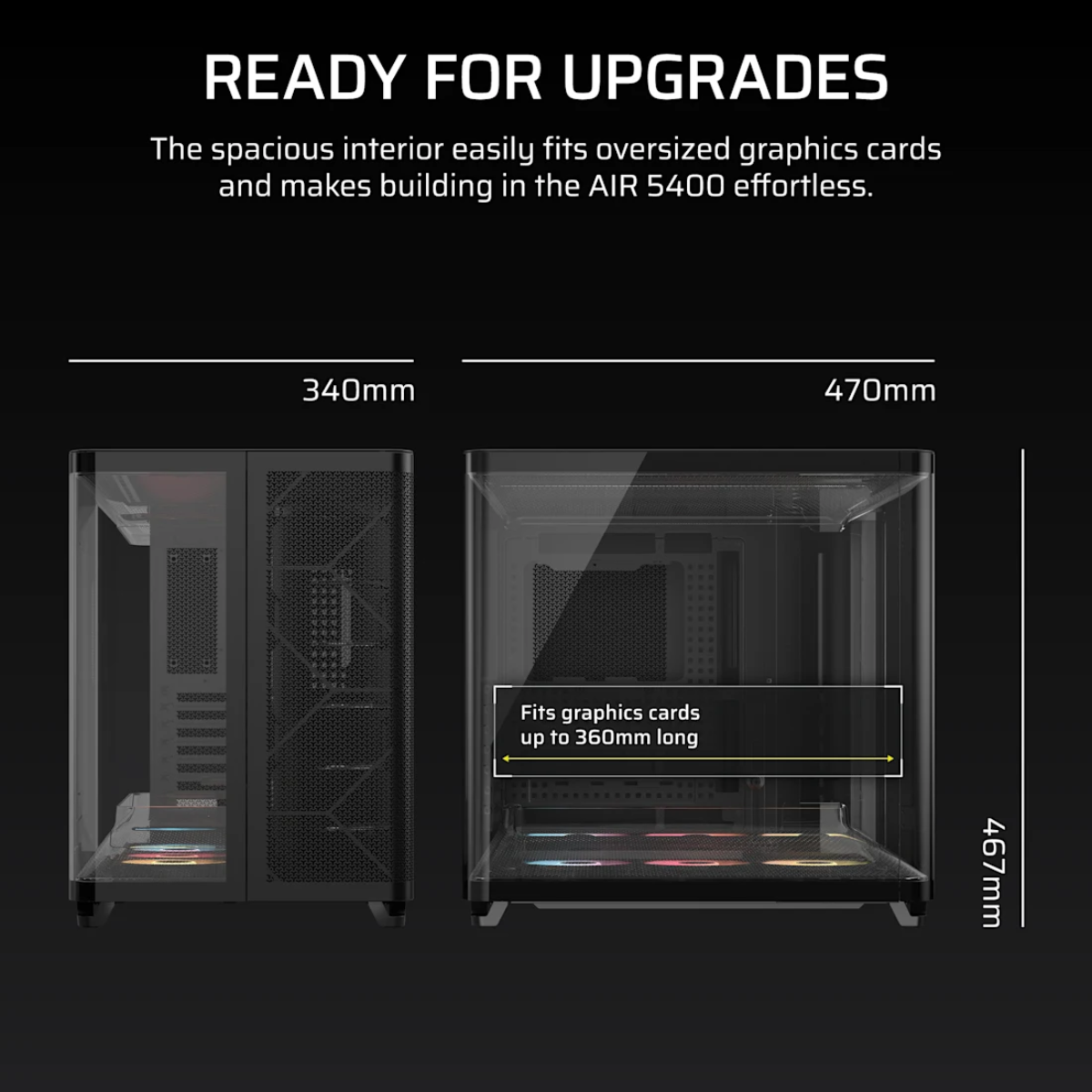 Corsair AIR 5400 RS-R ARGB Triple Chamber Mid-Tower PC Case - Black ...