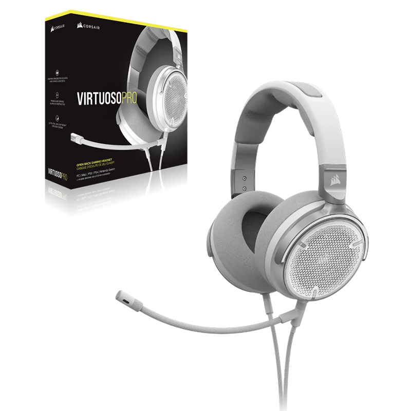 Corsair Virtuoso PRO Open Back Streaming/Gaming Headset - White - CA-9011371-AP | Mwave