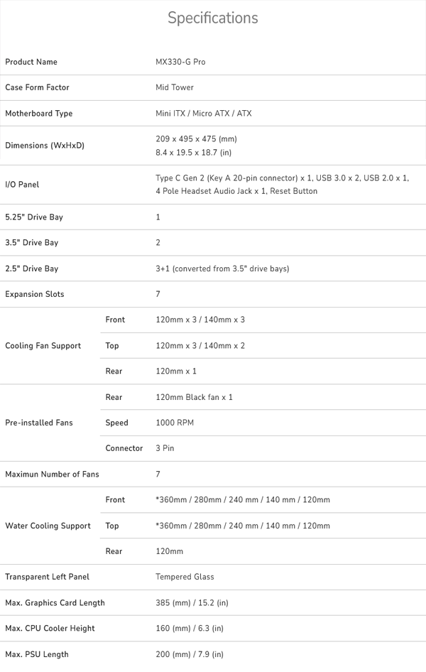 Cougar MX330-G PRO Mesh Tempered Glass ATX Mid-Tower Case - CGR-5NC3B-G ...