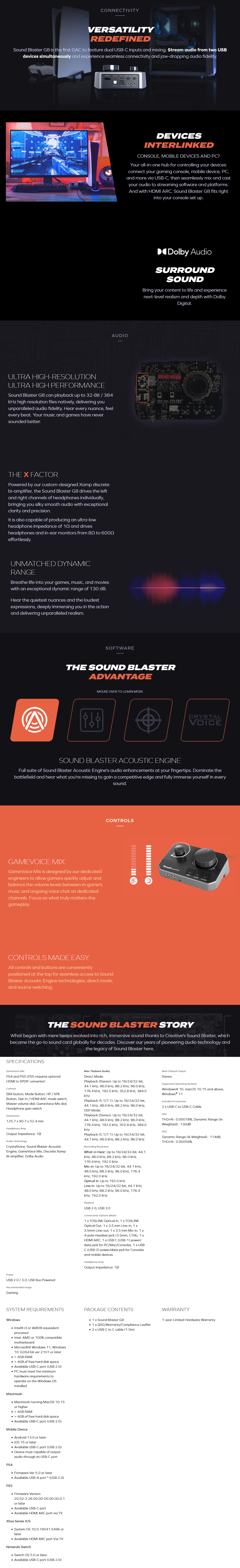 Creative Sound Blaster G8 USB Sound Card - 70SB190000000 | Mwave