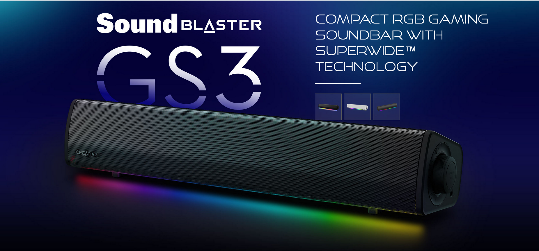Creative Sound Blaster GS3 SuperWide Technology RGB Gaming Soundbar ...