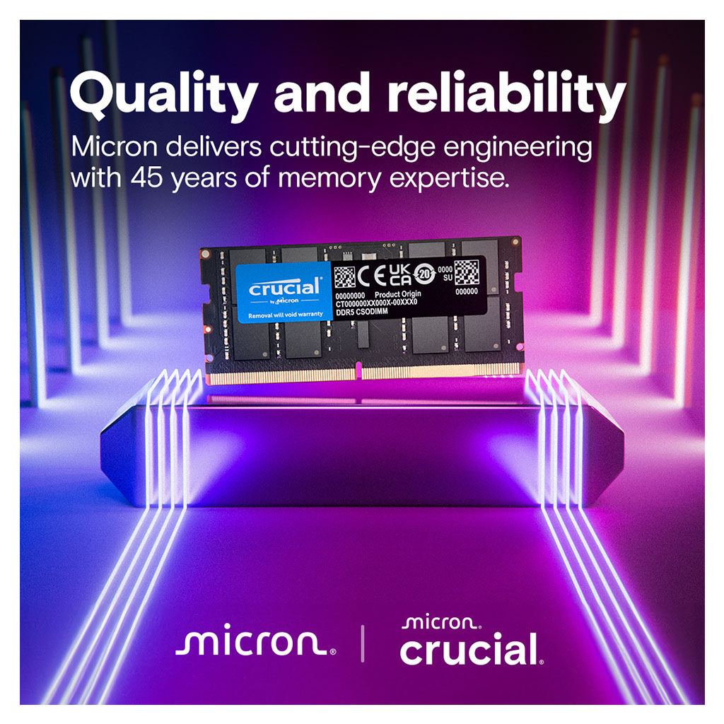 Crucial 48GB (2x 24GB) DDR5 6400MHz CSODIMM Laptop Memory ...