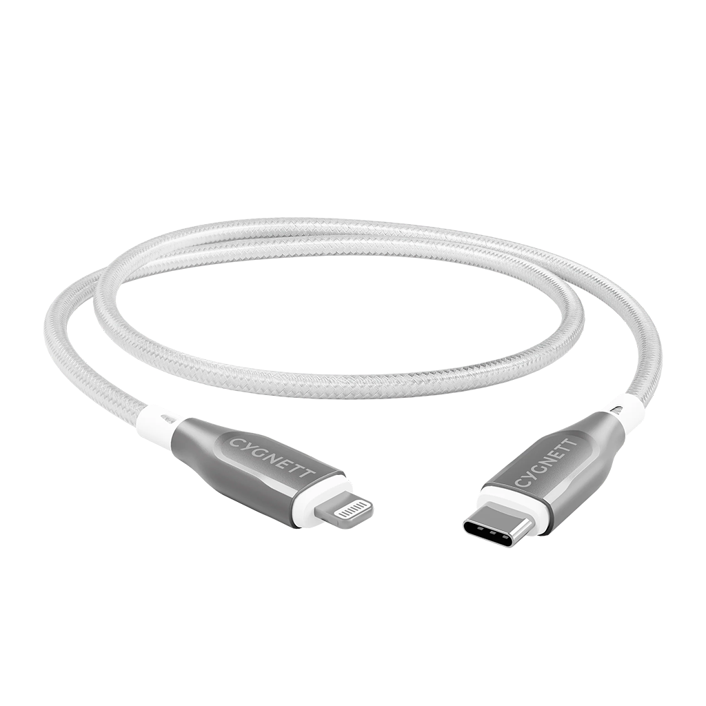 Cygnett Armoured 1m Lightning to USB-C Braided Cable - White ...
