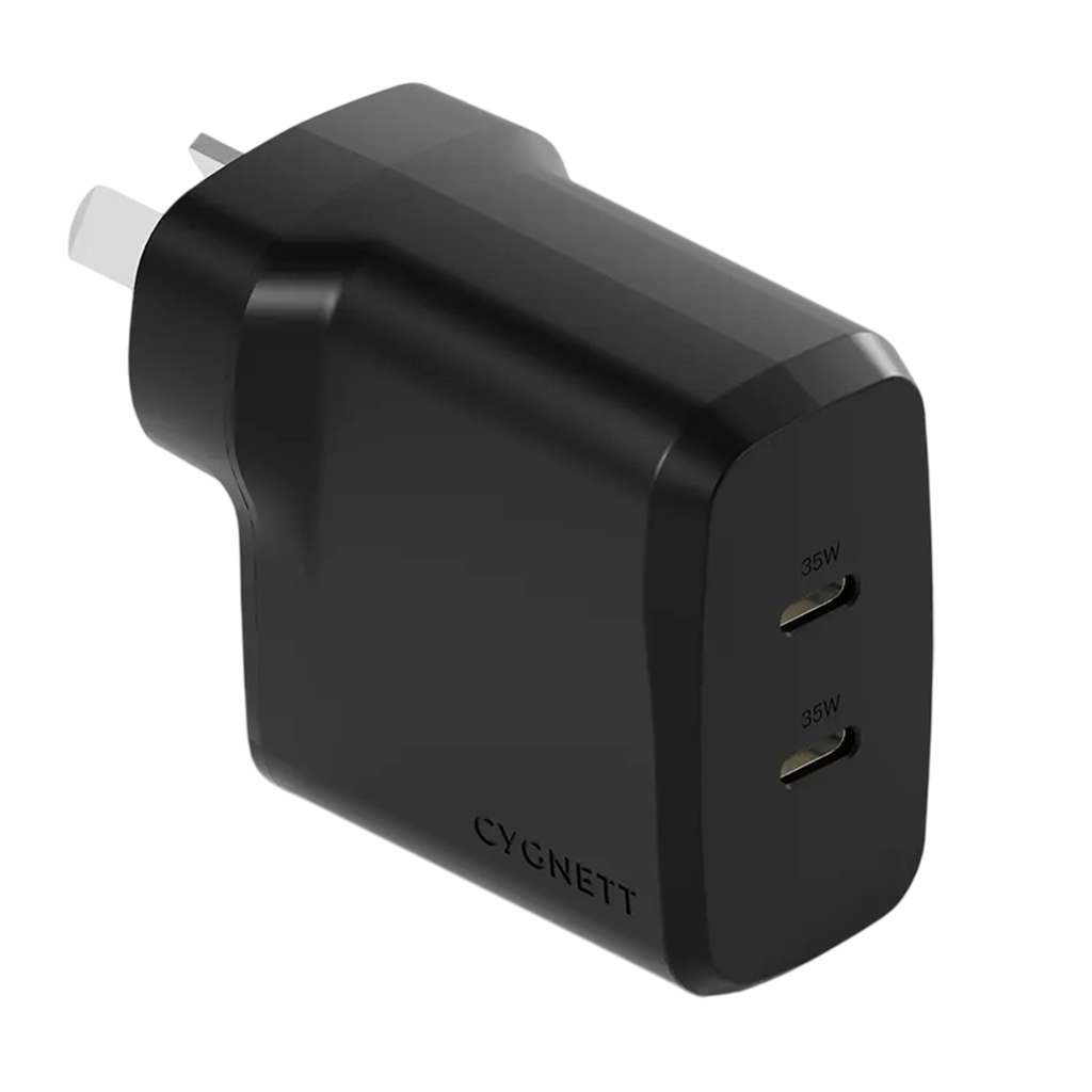 Cygnett PowerPlus 35W Dual Port USB-C PD Fast Wall Charger - Black ...