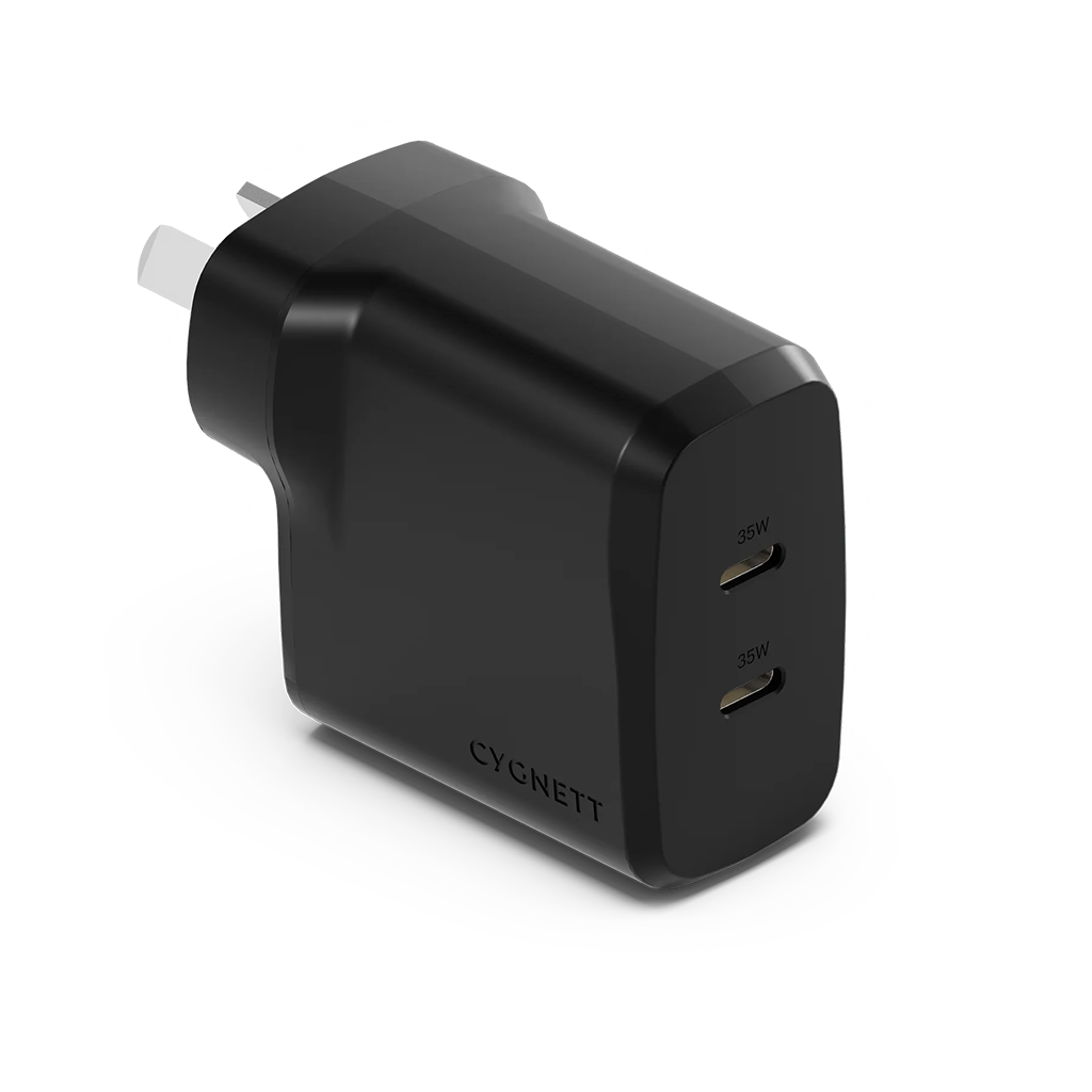 Cygnett PowerPlus 35W Dual Port USB-C PD Fast Wall Charger - Black ...