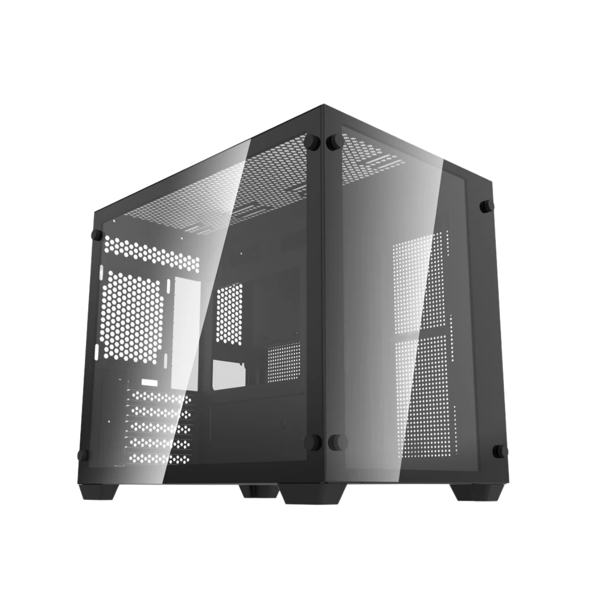 DarkFlash C285 Tempered Glass Panel M-ATX PC Case w/o Fans - Black ...