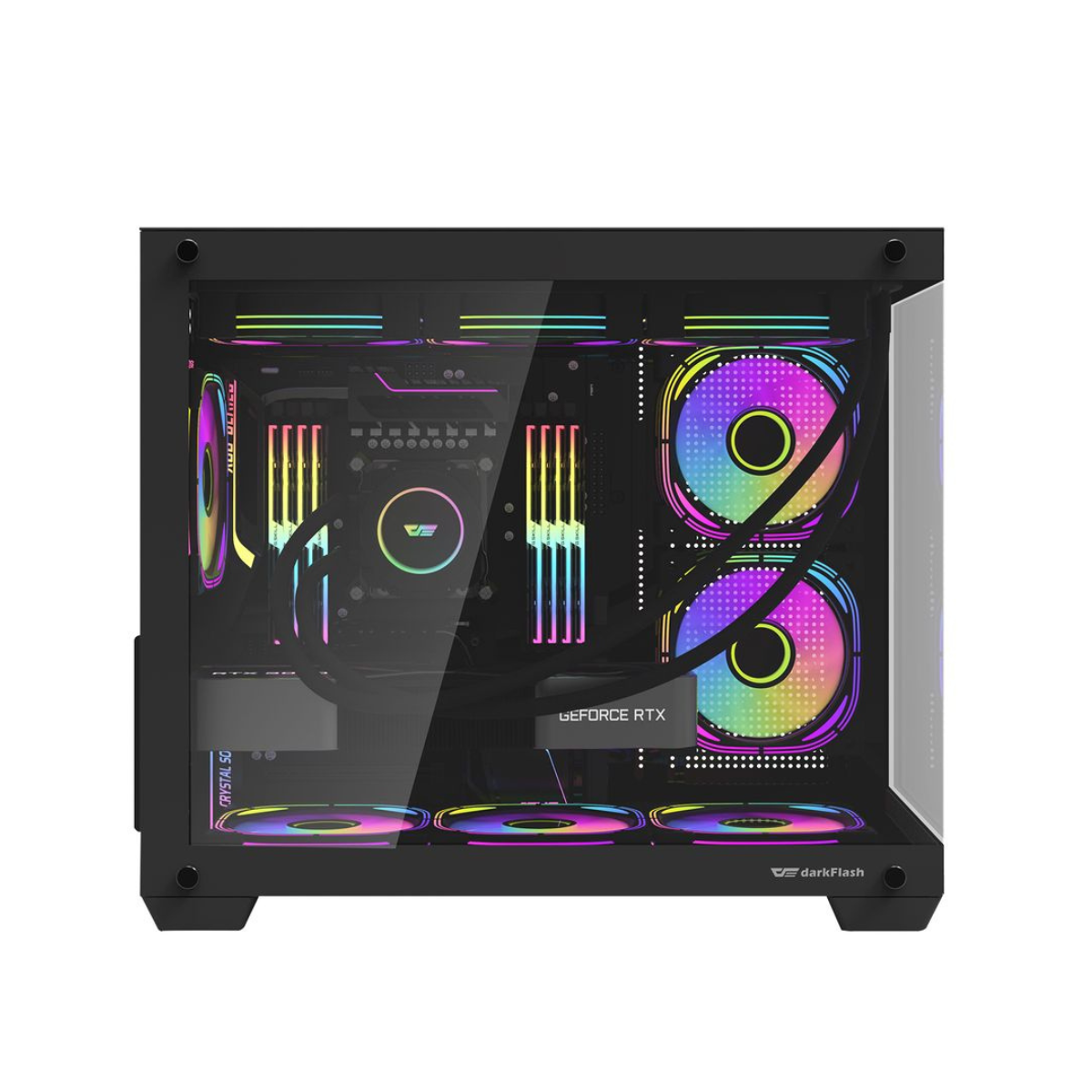 DarkFlash C285MP Tempered Glass Panel M-ATX PC Case w/o Fans - Black ...