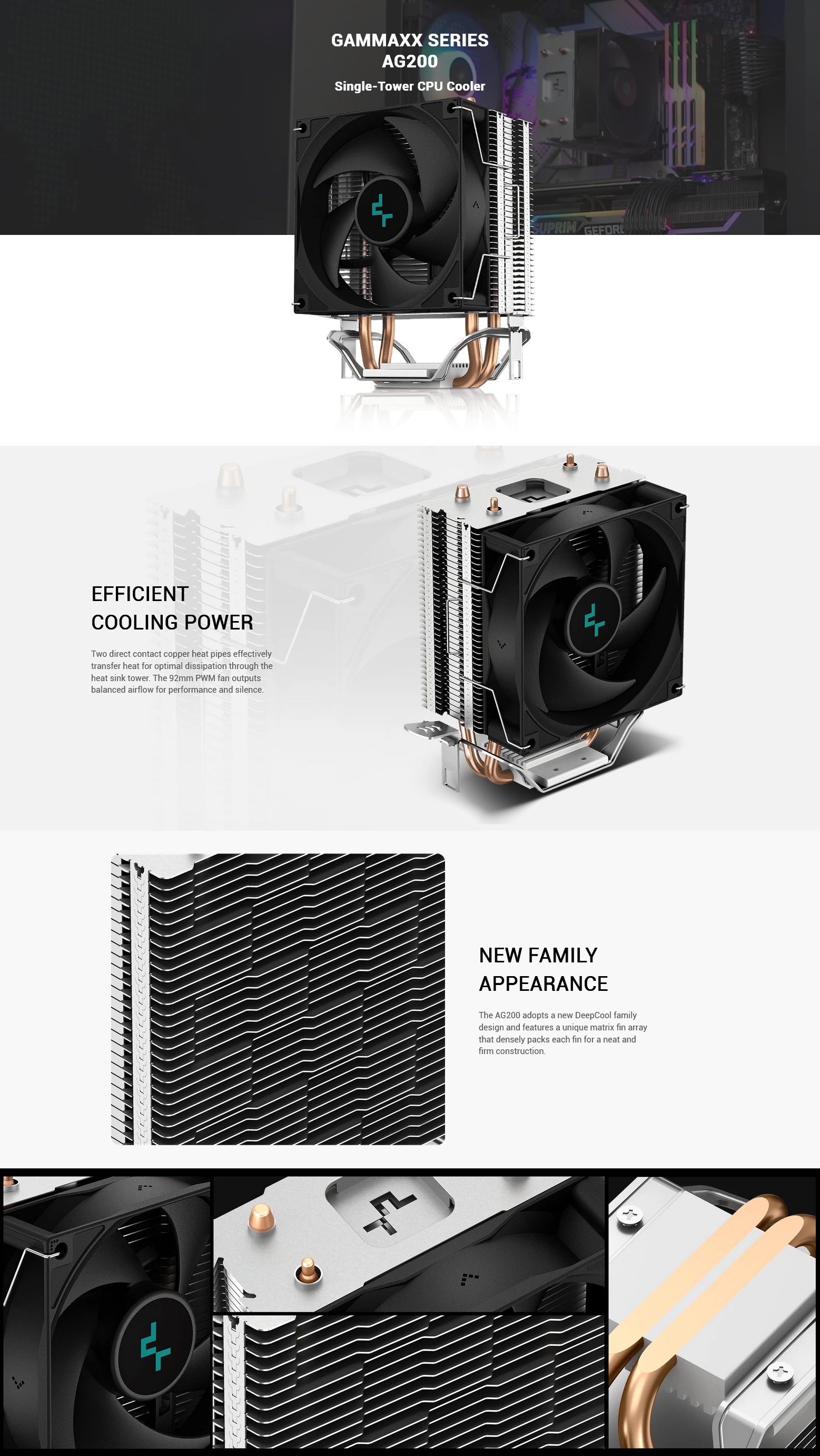 DeepCool AG200 Single Tower CPU Cooler - R-AG200-BKNNMN-G | Mwave