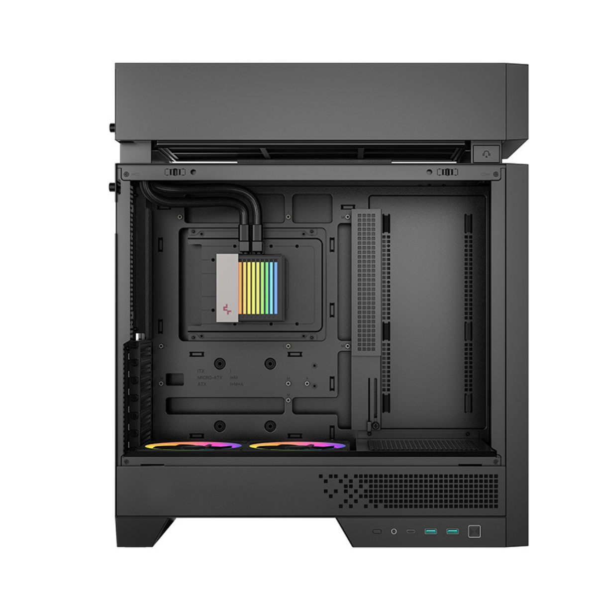 DeepCool CL6600 ATX Case with Inbuilt AIO ARGB Liquid Cooler - Black ...