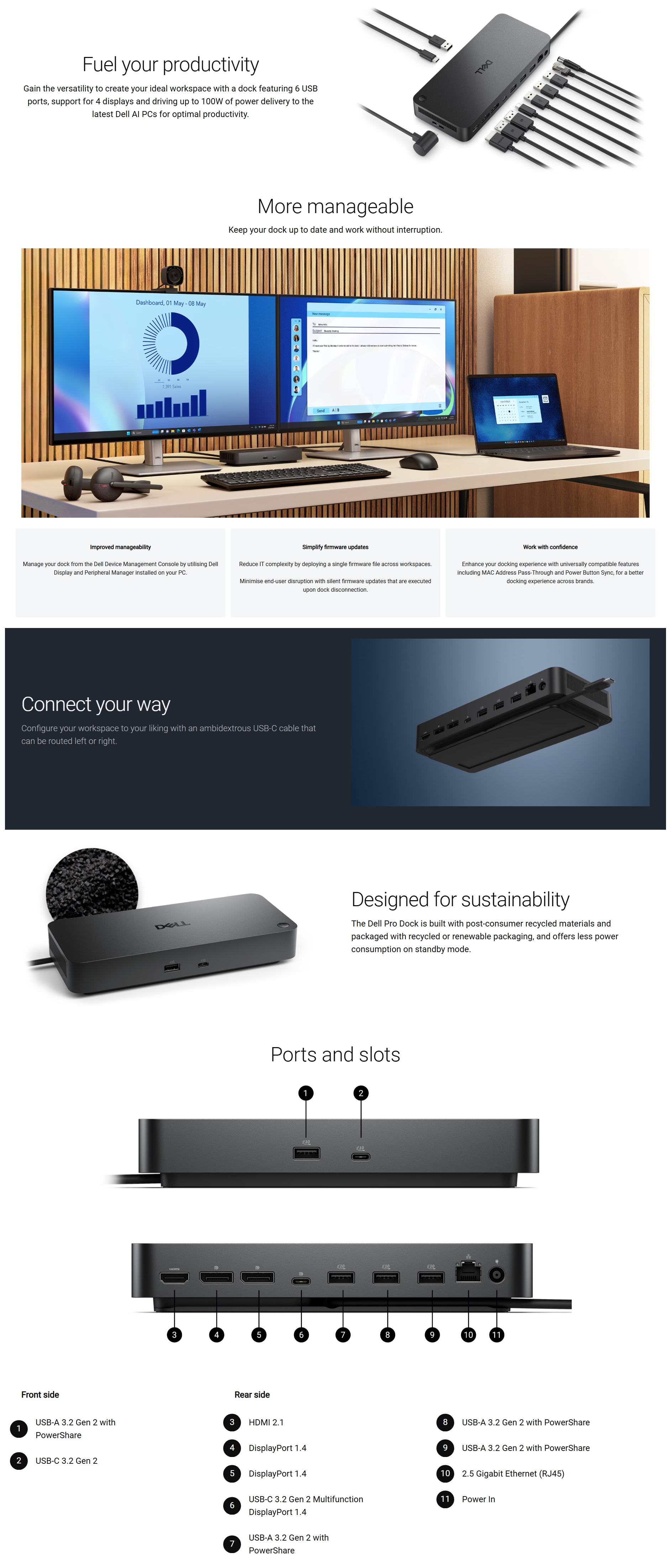 Dell Pro WD25 USB-C Docking Station (up to 100W PD & Quad Display ...