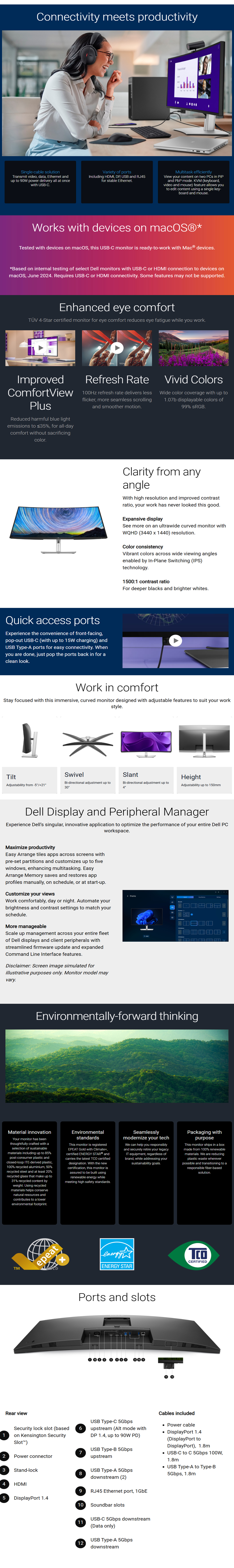 Dell Pro Plus P3425WE 34" 100Hz Ultra-Wide QHD 90W USB-C Curved IPS ...