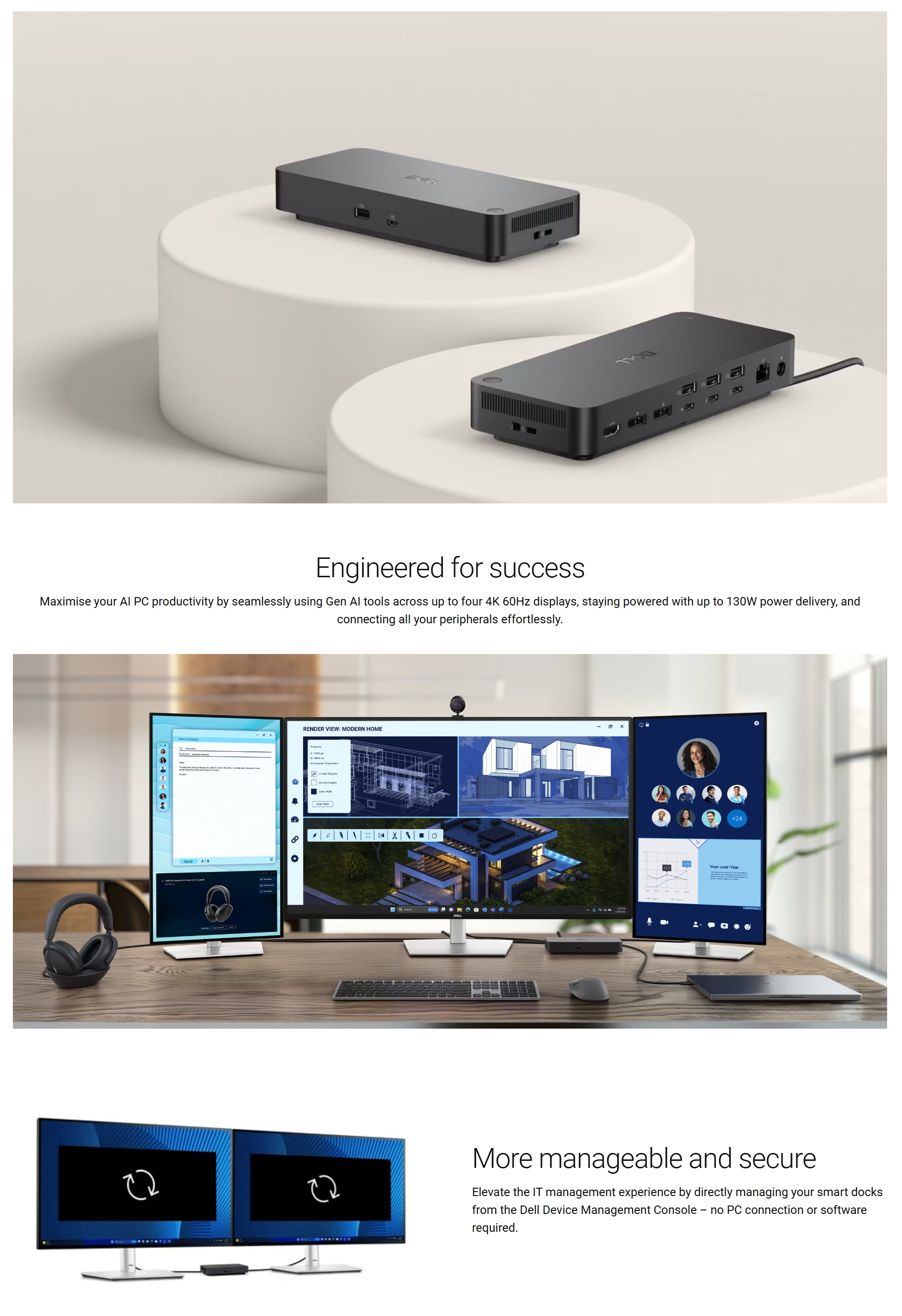 Dell Pro SD25TB4 USB-C Thunderbolt 4 Smart Dock (up to 180W & Quad ...