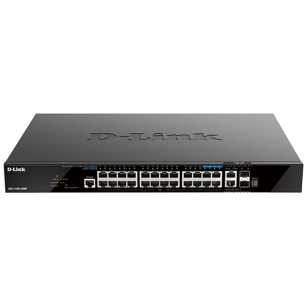 D-Link 28-Port Gigabit Smart Managed Stackable PoE+ Layer 3 Switch ...