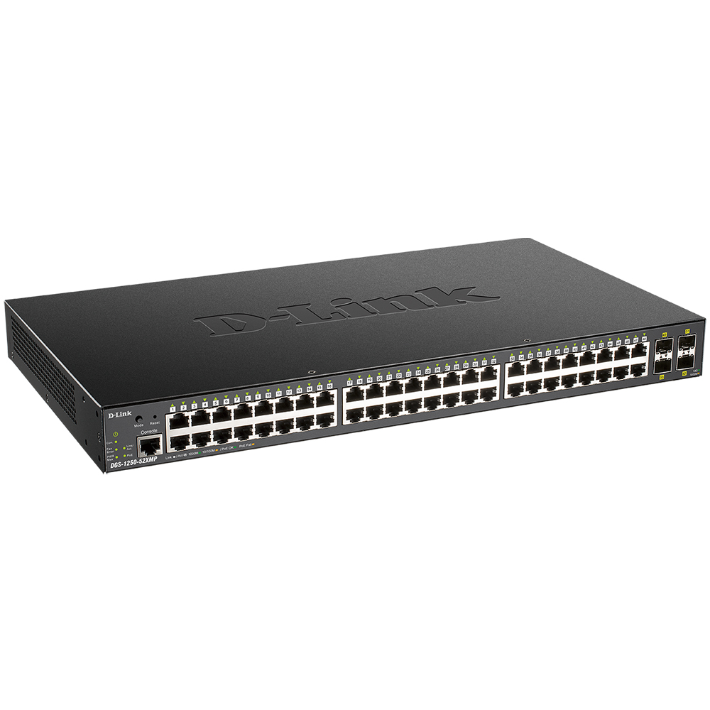 D-Link 52-Port Gigabit Smart Managed PoE Switch w/ 48 RJ45 & 4 SFP+ 10G ...