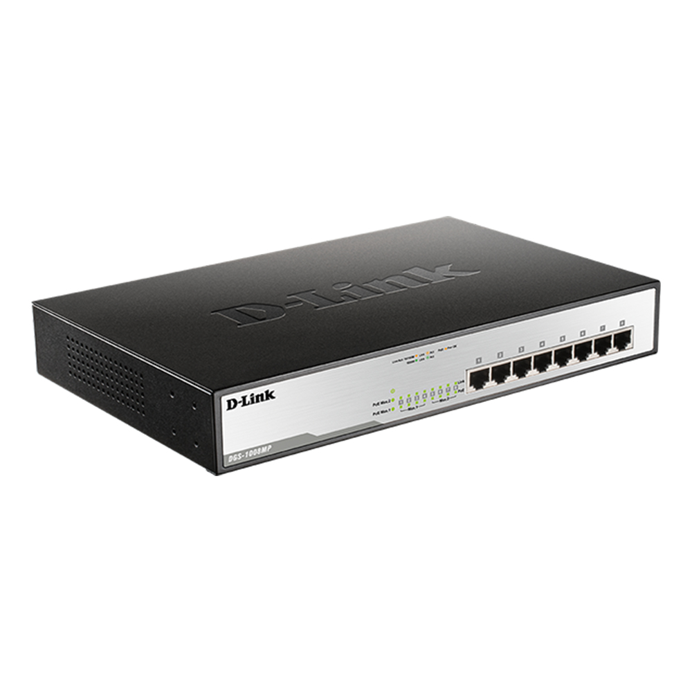 D-Link 8-Port Gigabit PoE Unmanaged Switch w/ 140W PoE Budget - DGS ...