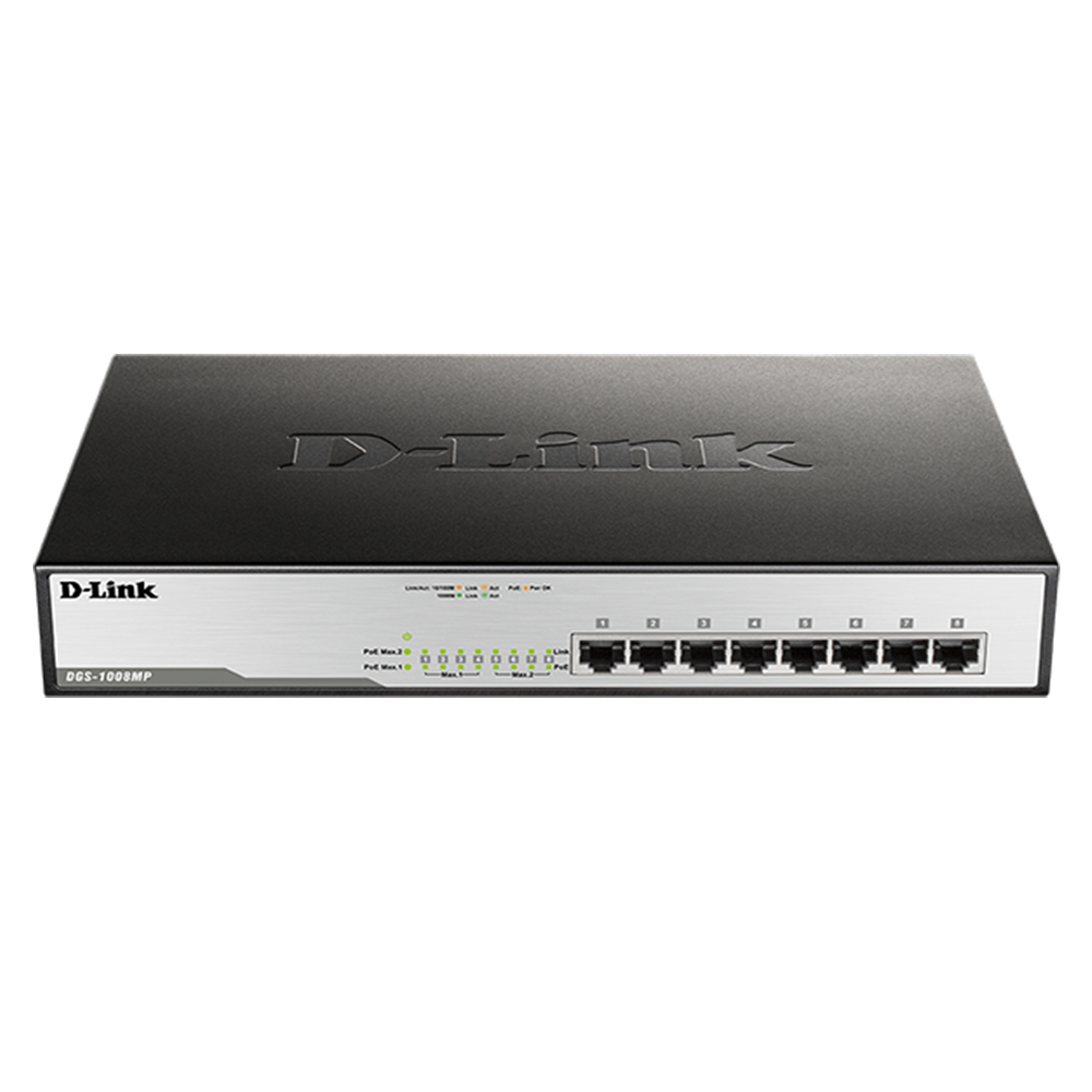 D-Link 8-Port Gigabit PoE Unmanaged Switch w/ 140W PoE Budget - DGS ...