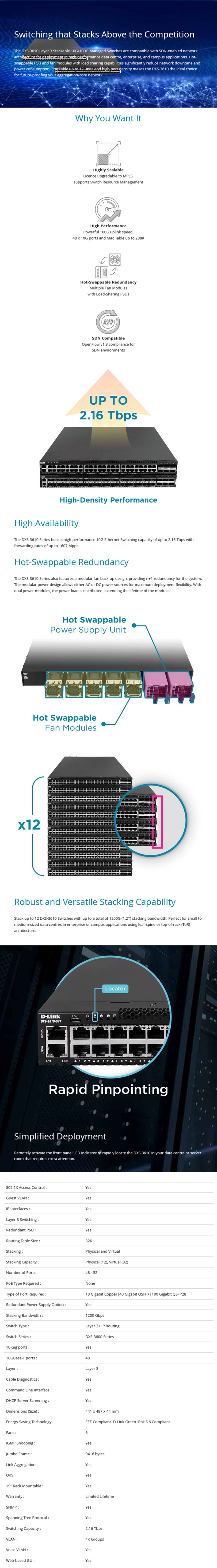 D-Link DXS-3610-54T Layer 3 Managed Stackable 54-Port 10 Gigabit Switch - DXS-3610-54T | Mwave