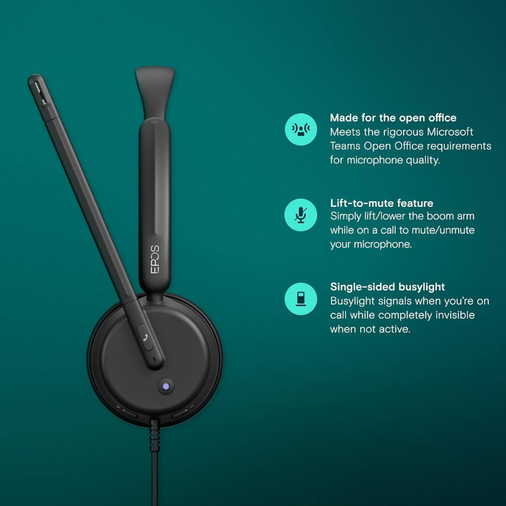 EPOS IMPACT 460T Stereo USB-C/USB-A Business Headset - Microsoft Teams ...