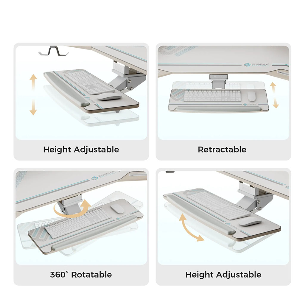 Eureka Ergonomic Aero E70MW 70" Wing Shaped Studio Desk with Keyboard Tray - White - ERK-AED ...