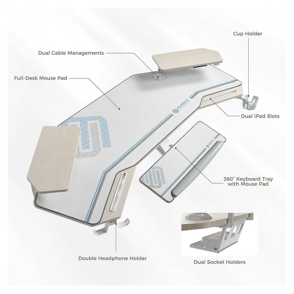 Eureka Ergonomic Aero E70MW 70" Wing Shaped Studio Desk with Keyboard ...