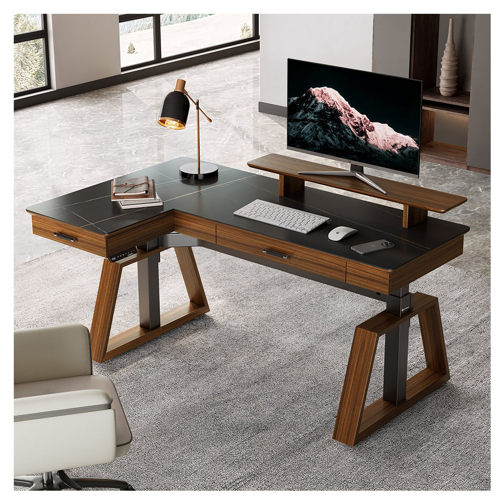 Eureka Ergonomic Ark Pro TX60L-B L Shaped Executive Slate Standing Desk ...