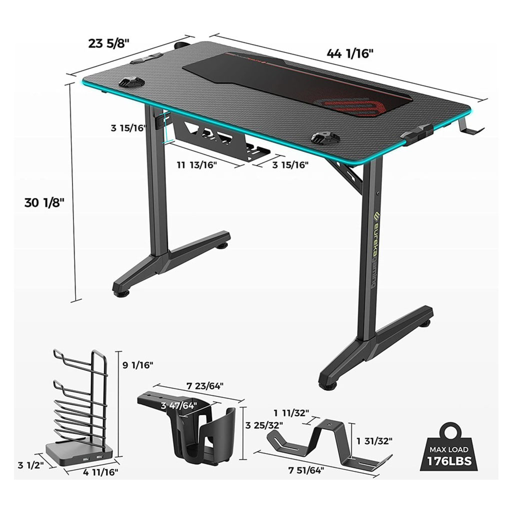 Eureka Ergonomic GIP-44B RGB Gaming Desk - ERK-GIP-44B | Mwave