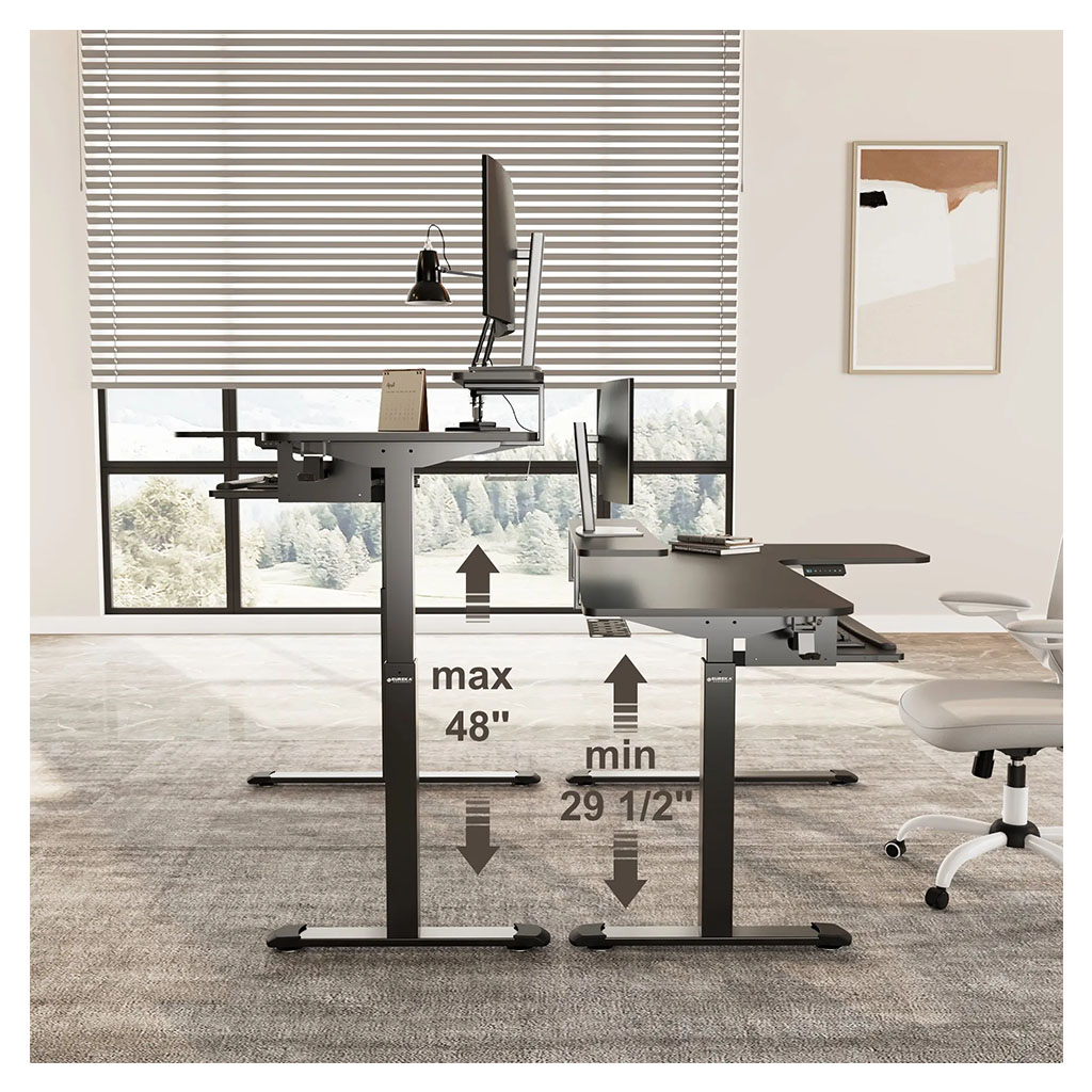 Eureka Ergonomic L60 60" L Shaped Electric Black Standing Desk - Right ...