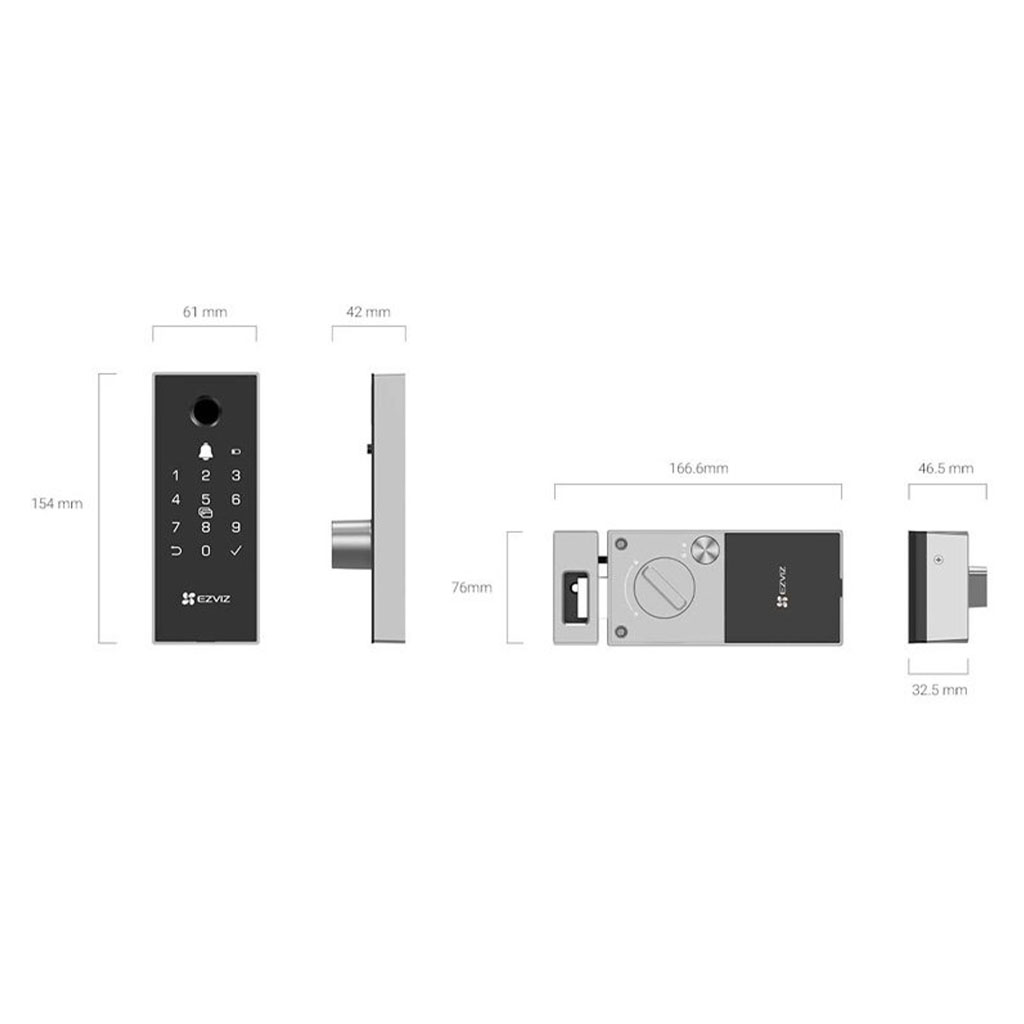 EZVIZ DL03 Pro Wi-Fi Fingerprint Smart Rim Lock - CS-DL03-PRO | Mwave