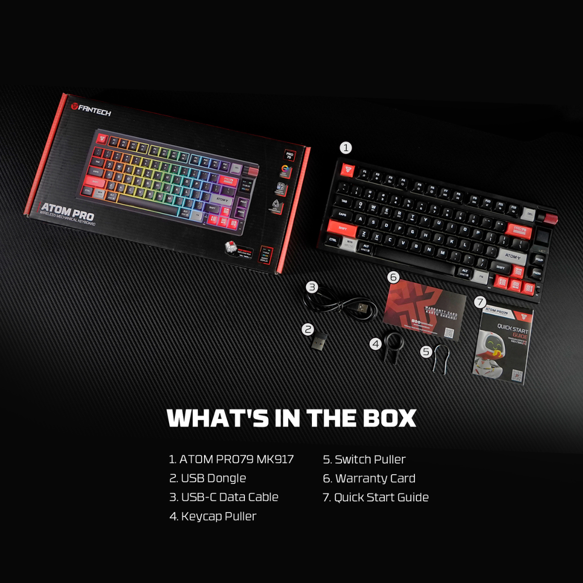 Fantech ATOM PRO79 MK917 Wireless Mechanical Keyboard - White - Red ...