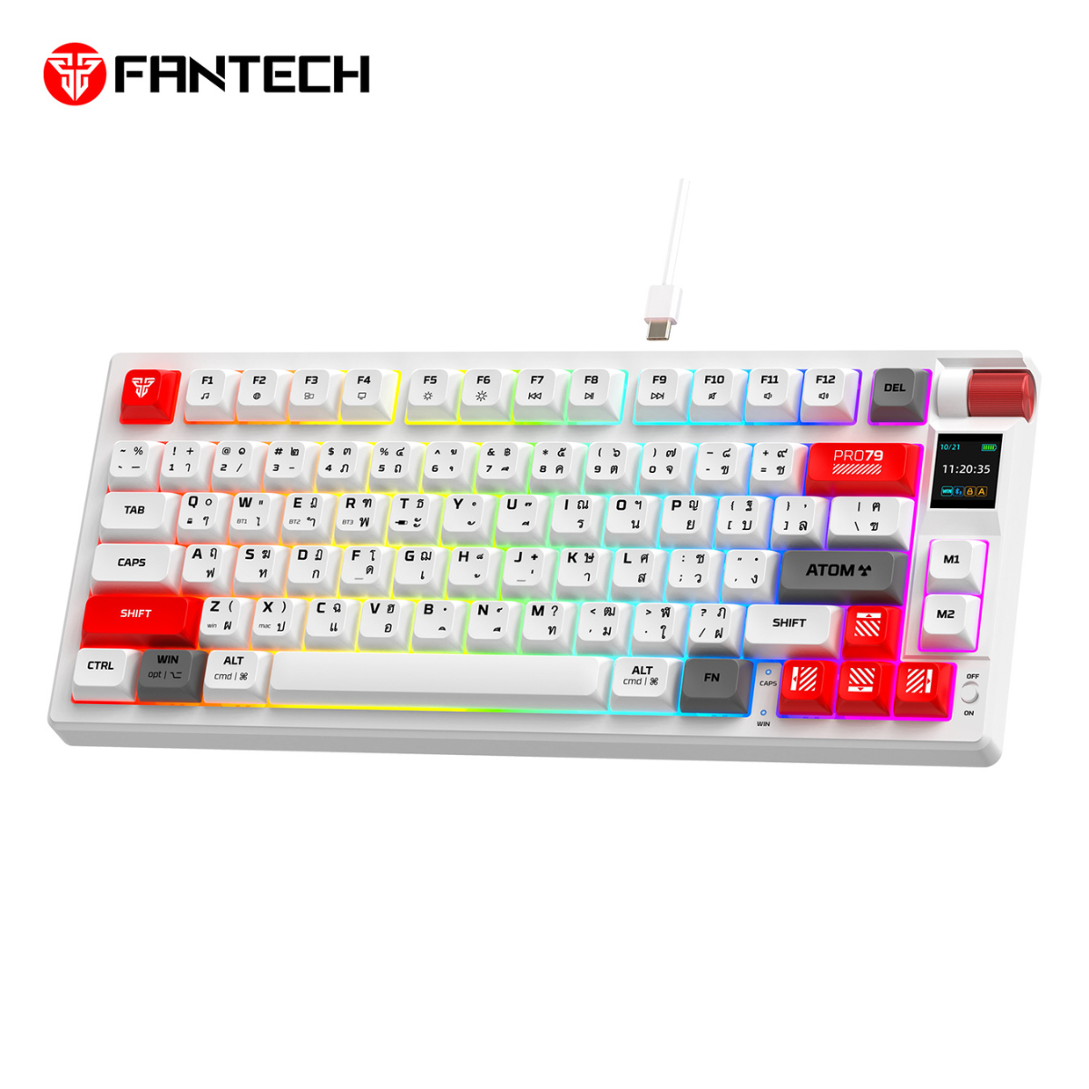 Fantech ATOM PRO79 MK917 Wireless Mechanical Keyboard - White - Red ...