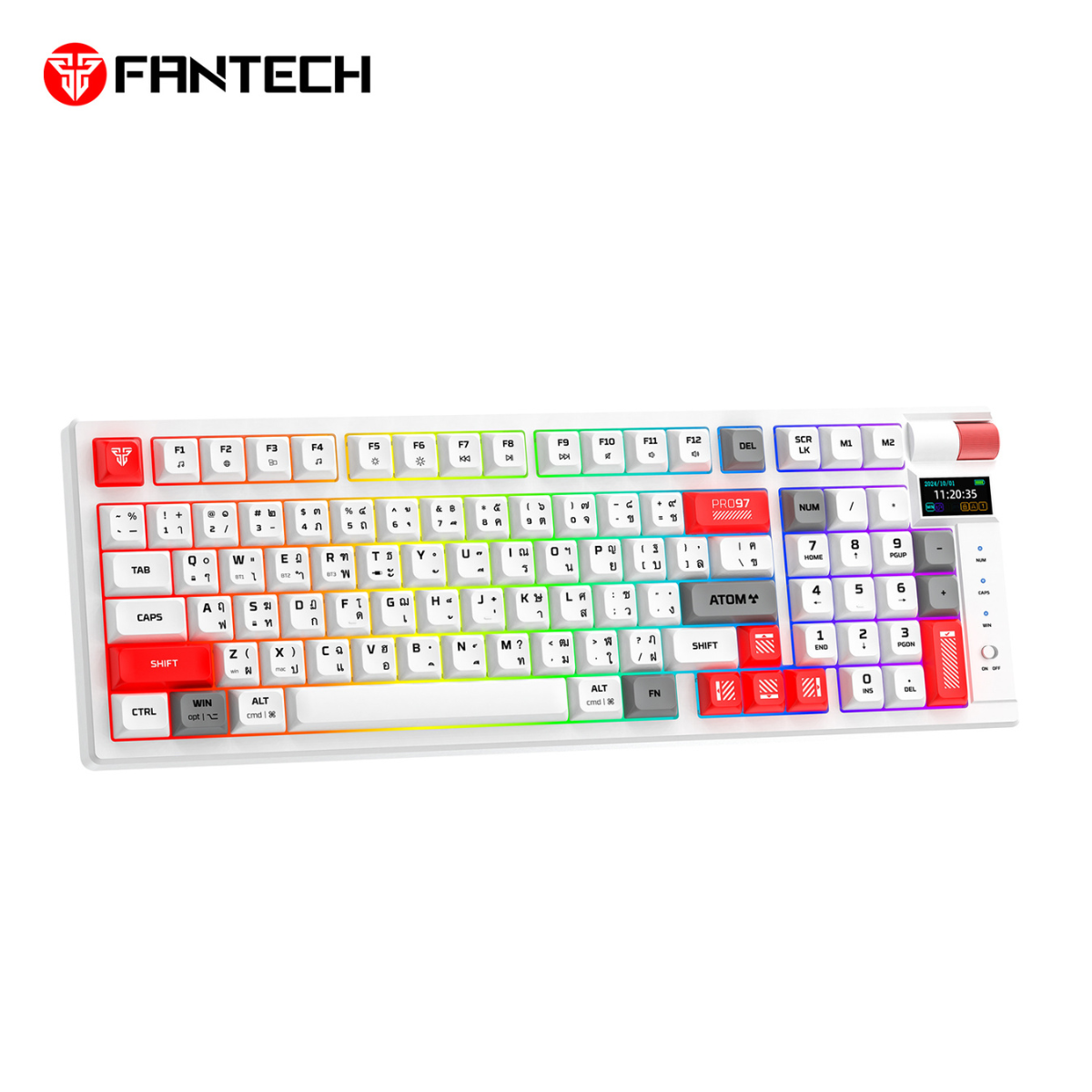 Fantech ATOM PRO97 MK918 Wireless Mechanical Keyboard - White - Red ...