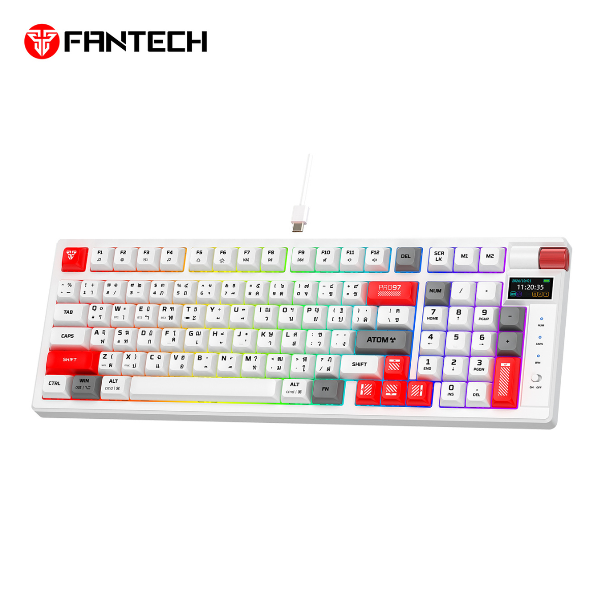 Fantech ATOM PRO97 MK918 Wireless Mechanical Keyboard - White - Red ...