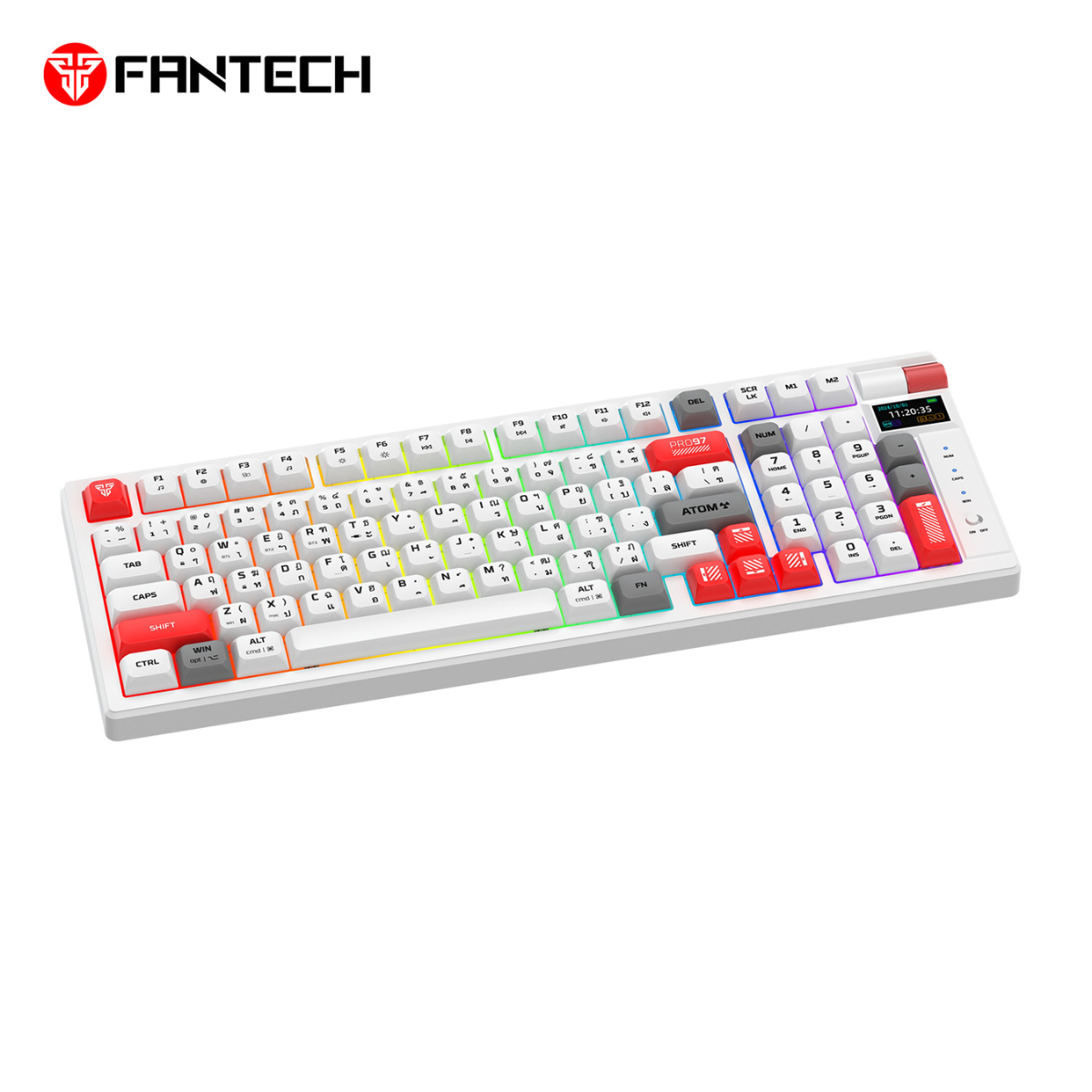 Fantech ATOM PRO97 MK918 Wireless Mechanical Keyboard - White - Red ...