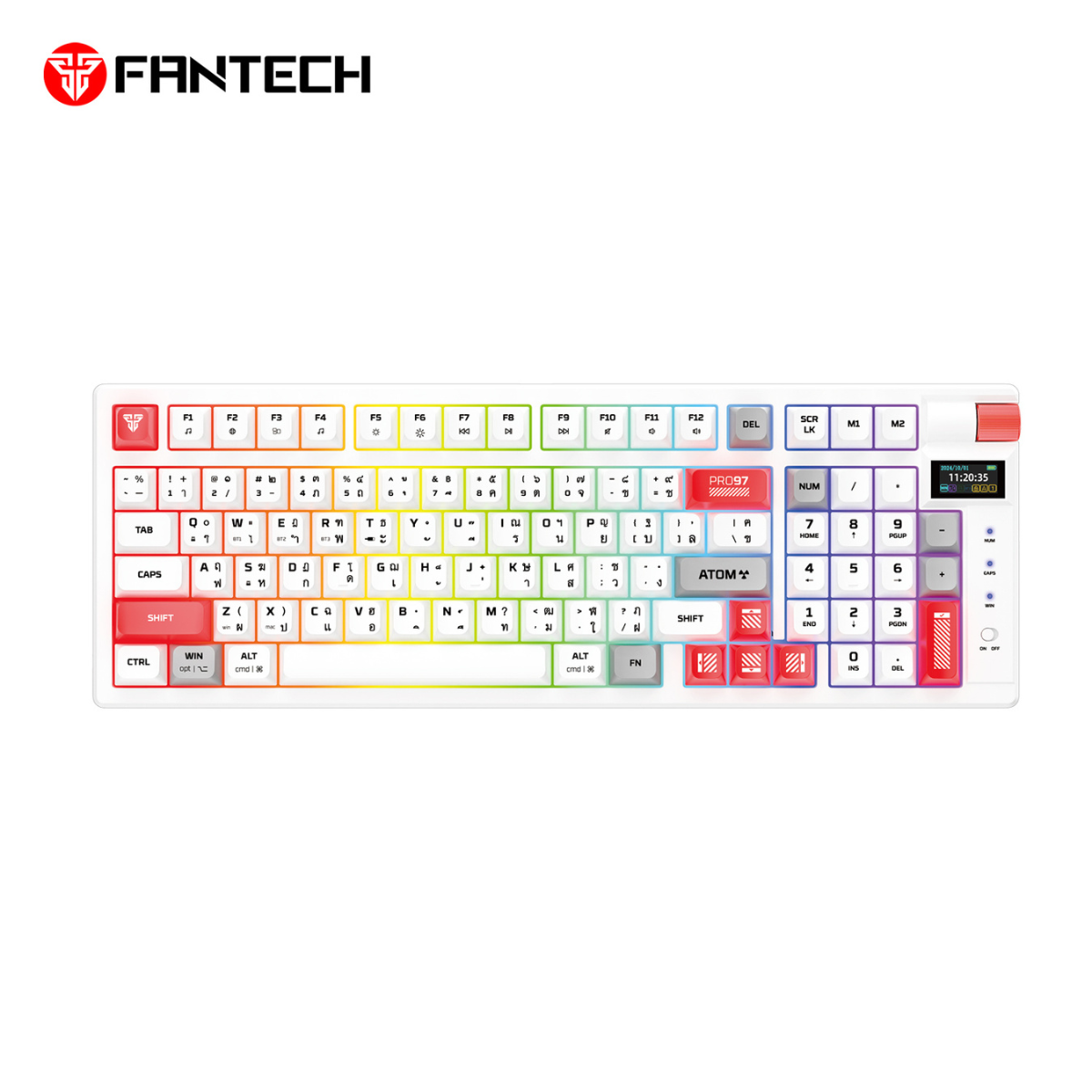 Fantech ATOM PRO97 MK918 Wireless Mechanical Keyboard - White - Red ...