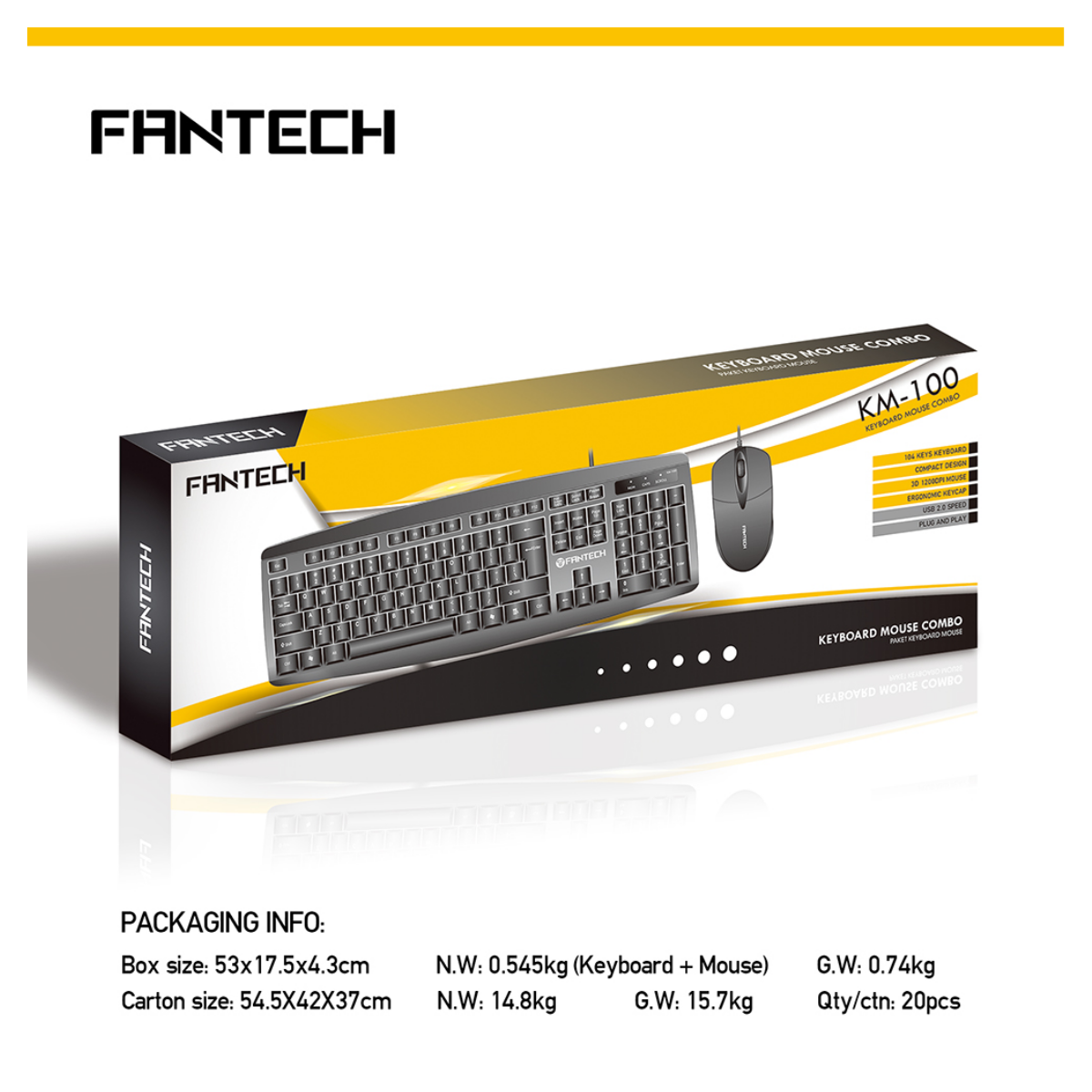 Fantech KM-100 Keyboard and Mouse Combo - KM-100 | Mwave