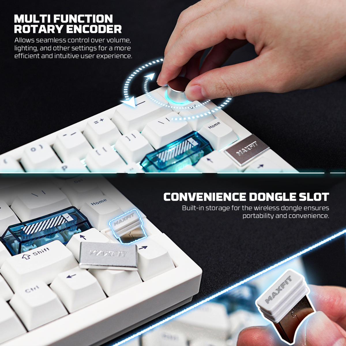 Fantech MAXFIT6 MK920 Wireless Mechanical ARGB Keyboard - Black - Brown Tactile Switches ...