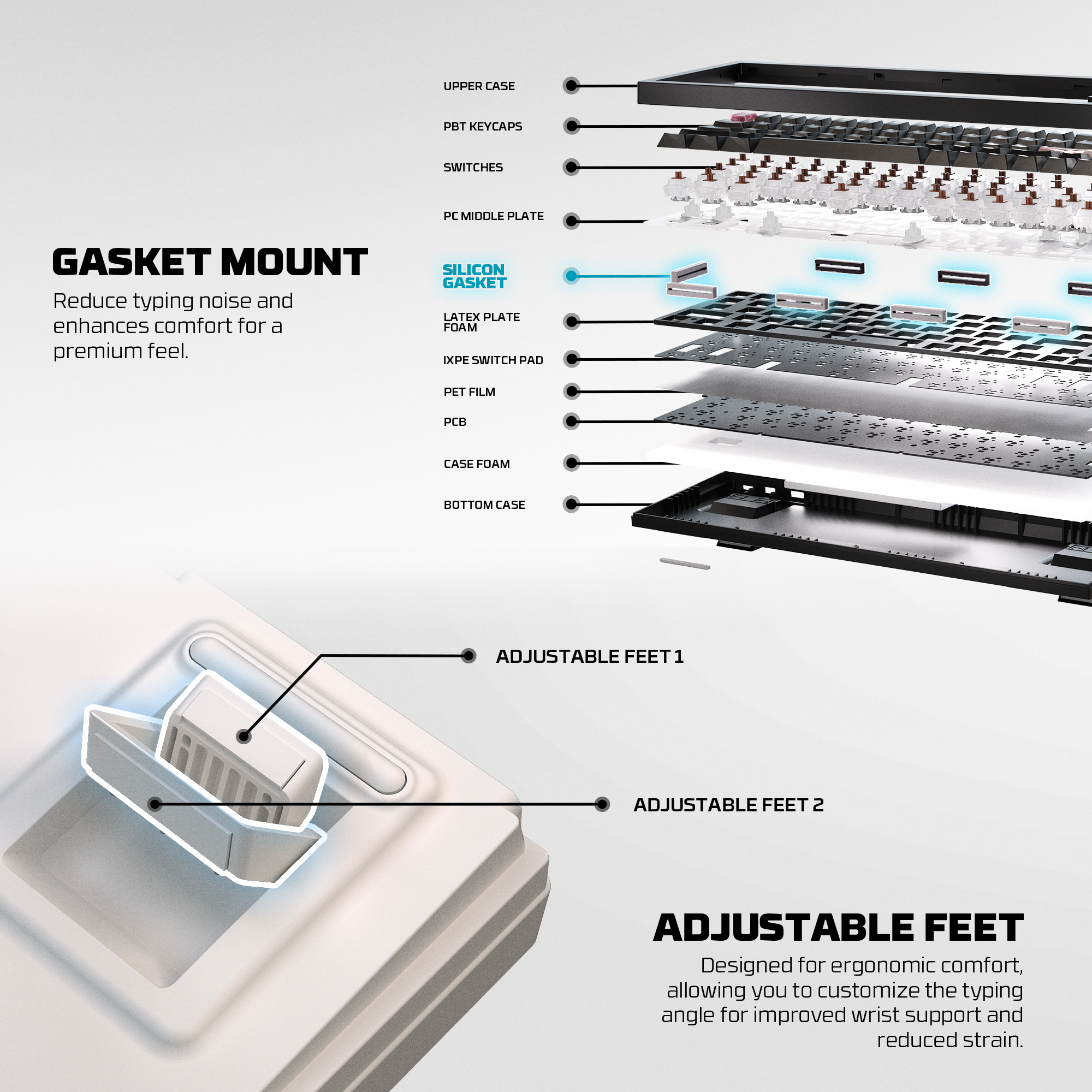 Fantech MAXFIT6 MK920 Wireless Mechanical ARGB Keyboard - White - Brown Tactile Switches ...