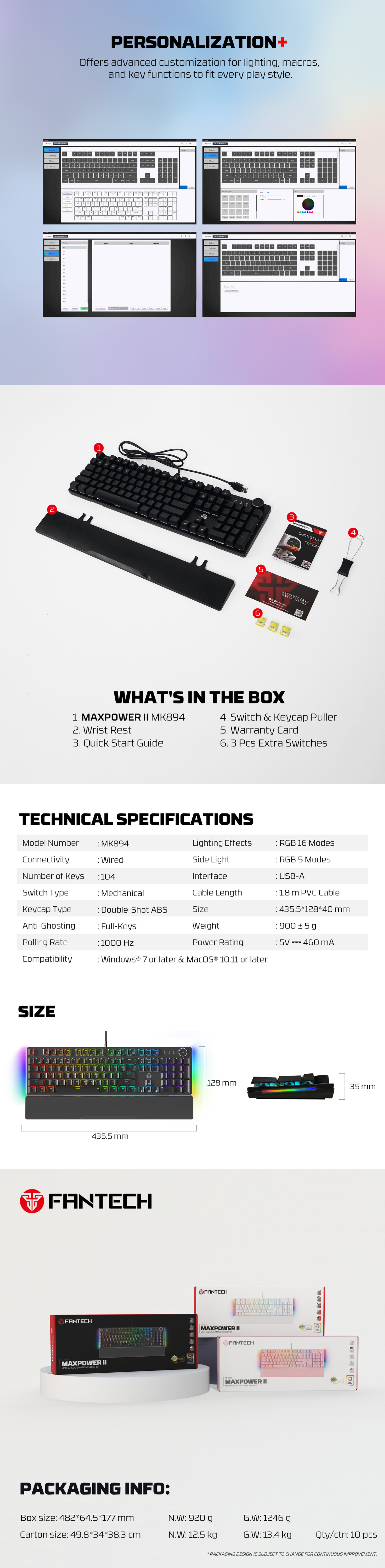 Fantech MAXPOWER II Wired Hot-Swap RGB Mechanical Keyboard - Lemon Zest ...
