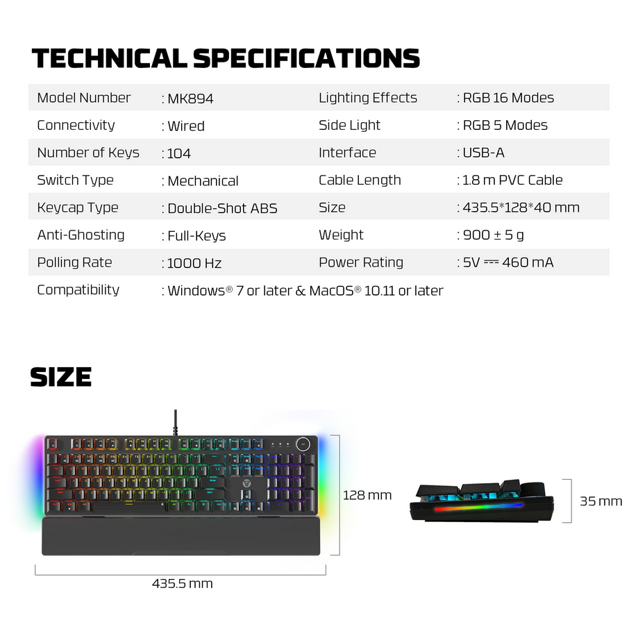 Fantech MAXPOWER II Wired Hot-Swap RGB Mechanical Keyboard - Speed Grey ...