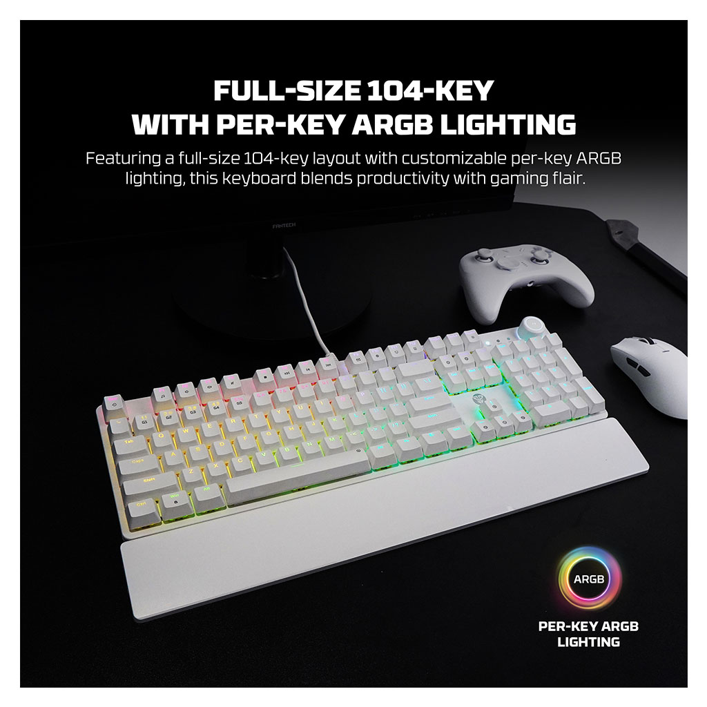 Fantech MAXPOWER II Wired Hot-Swap RGB White Mechanical Keyboard ...