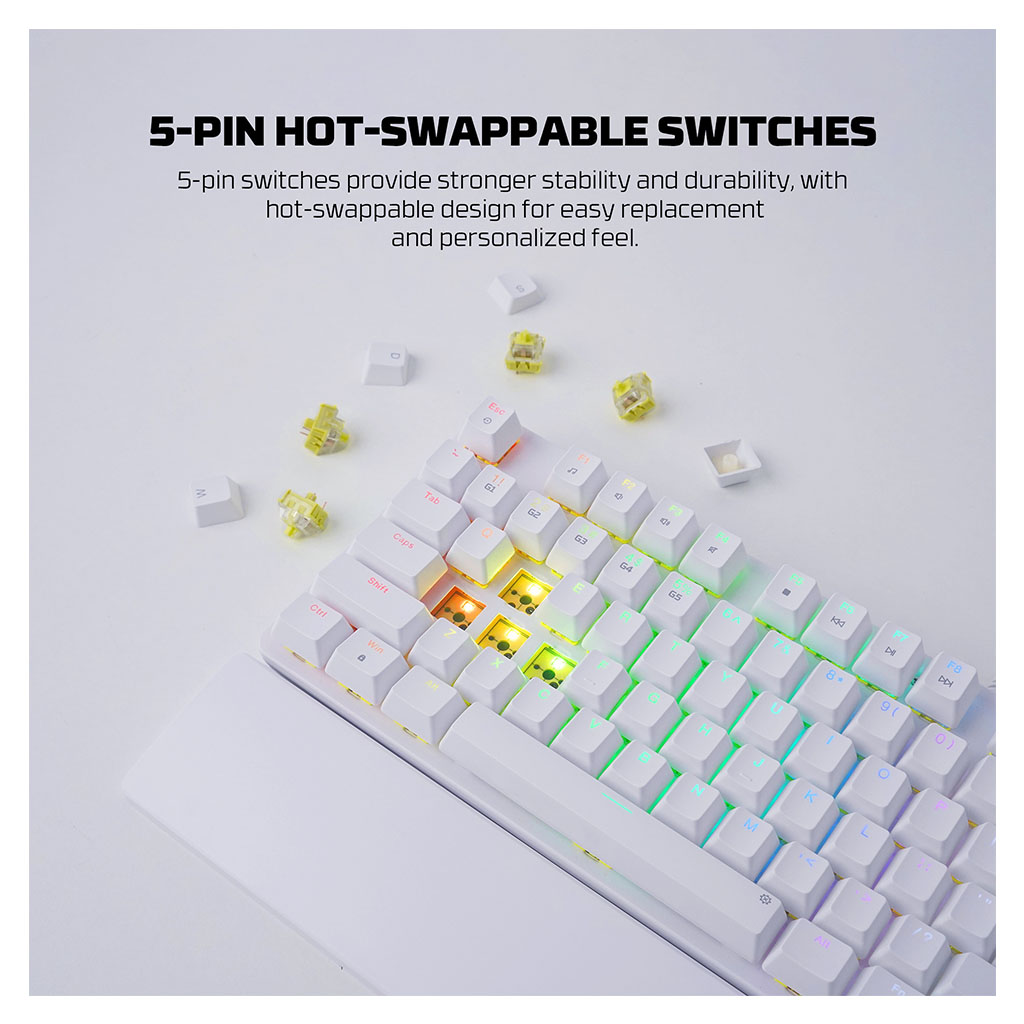 Fantech MAXPOWER II Wired Hot-Swap RGB White Mechanical Keyboard ...