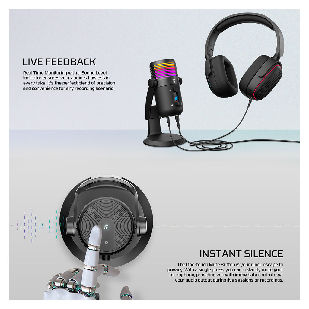 Fantech MCX03 USB Condenser Gaming Microphone - Black - MCFTMCX03BK | Mwave