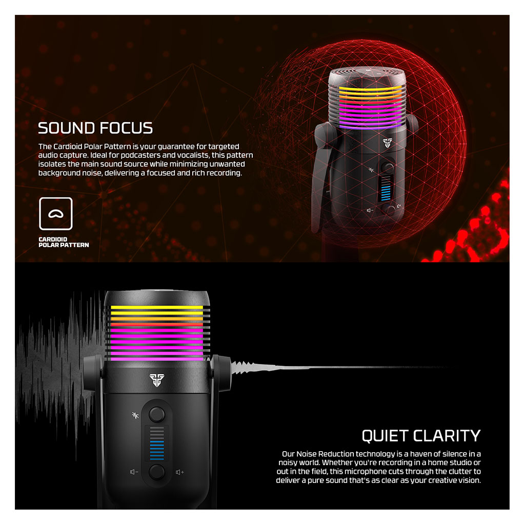 Fantech MCX03 USB Condenser Gaming Microphone - Black - MCFTMCX03BK | Mwave