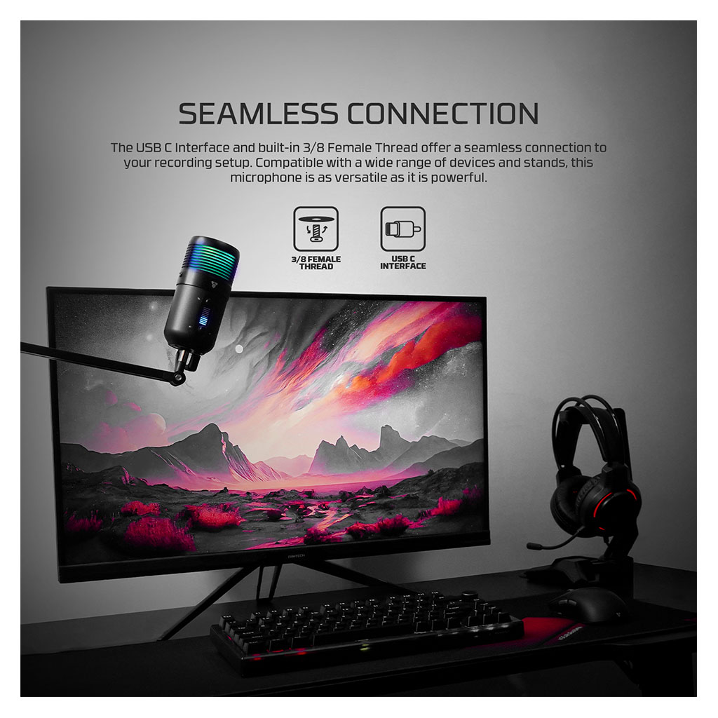 Fantech MCX03 USB Condenser Gaming Microphone - Black - MCFTMCX03BK | Mwave