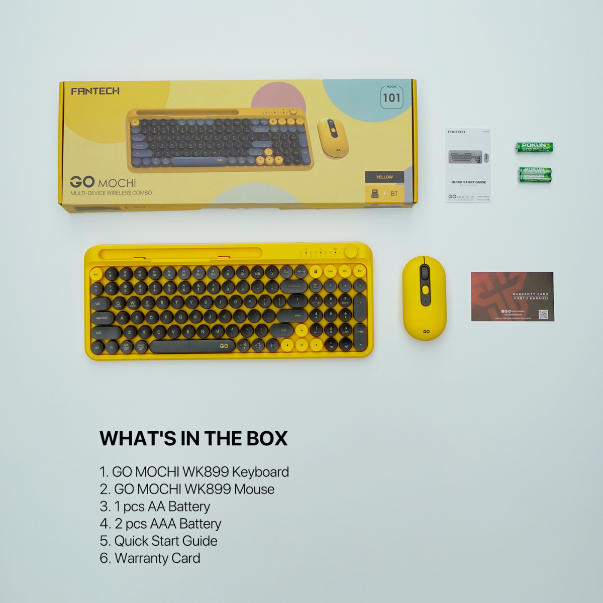 Fantech MOCHI101 GO WK899 Wireless Combo - Yellow - KBFTWK899YW | Mwave