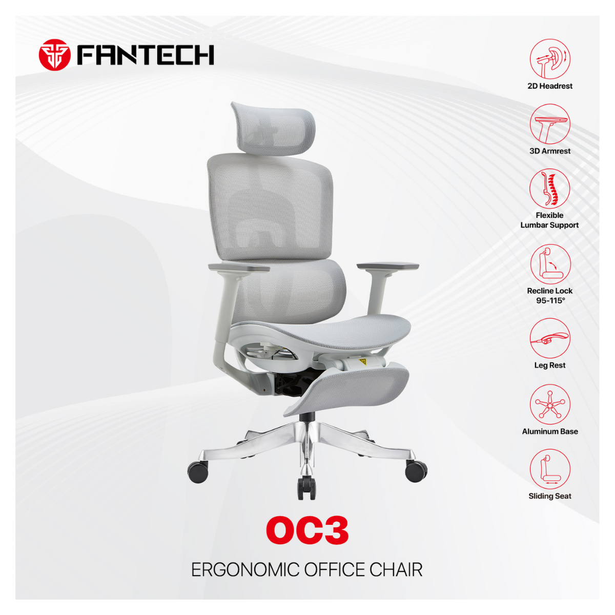 Fantech OC3 Ergonomic Office Chair - Black - CRFTOC3BK | Mwave