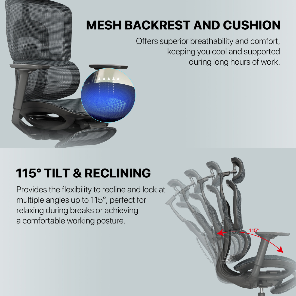 Fantech OC3 Ergonomic Office Chair - Grey - CRFTOC3GY | Mwave