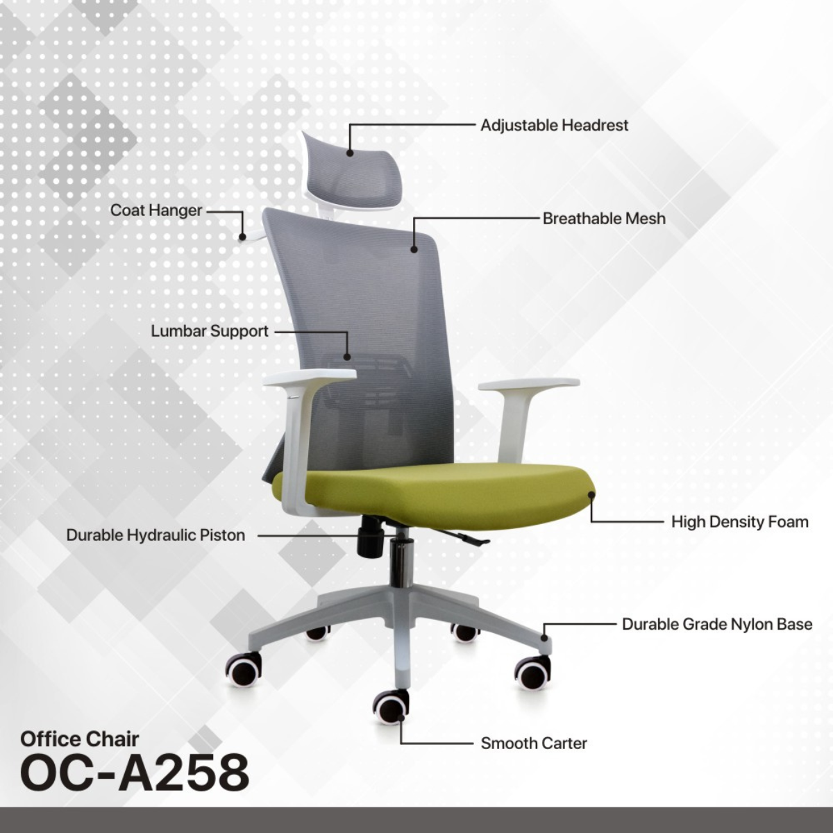 Fantech OC-A258 Office Chair - Black - GAMECFTOCA258 | Mwave