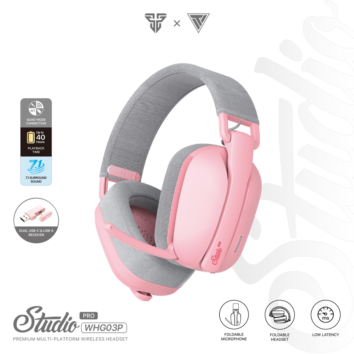 Fantech Studio PRO WHG03 Wireless Headset - Pink - WHG03-PRO-PINK | Mwave
